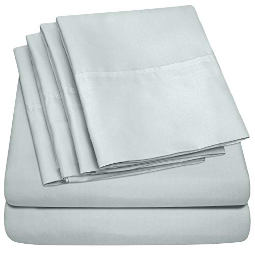 King Size Bed Sheets - 6 Piece 1500 Supreme Collection Fine Brushed Microfiber Deep Pocket King Sheet Set Bedding - 2 Extra Pillow Cases, Great Value, King, Porclain Blue