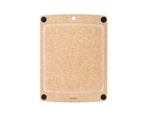 epicurean all-in-one cutting board with non-slip feet and juice groove, 14.5" × 11.25", natural/black