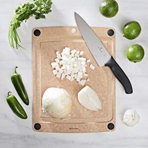 Epicurean All-In-One Cutting Board with Non-Slip Feet and Juice Groove, 14.5" × 11.25", Natural/Black