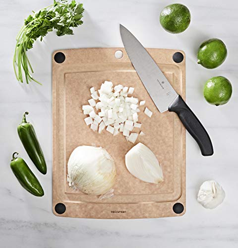 Epicurean All-In-One Cutting Board with Non-Slip Feet and Juice Groove, 14.5" × 11.25", Natural/Black