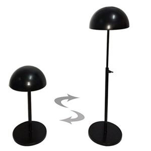 Queens 3 Pack Black Adjustable Height Hat Stand Organizer Metal Dome Shape Design Tabletop Wig Display Rack