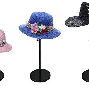 Queens 3 Pack Black Adjustable Height Hat Stand Organizer Metal Dome Shape Design Tabletop Wig Display Rack