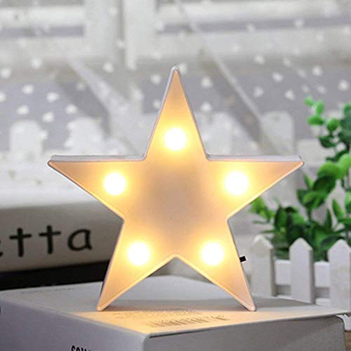 QiaoFei LED Plastic Star Night Light,Nursery Light Wall Decor for Christmas,Birthday Party,Kids Room, Baby Room Table Lamp(White)