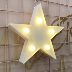 QiaoFei LED Plastic Star Night Light,Nursery Light Wall Decor for Christmas,Birthday Party,Kids Room, Baby Room Table Lamp(White)