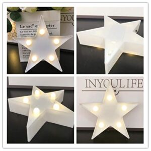 QiaoFei LED Plastic Star Night Light,Nursery Light Wall Decor for Christmas,Birthday Party,Kids Room, Baby Room Table Lamp(White)