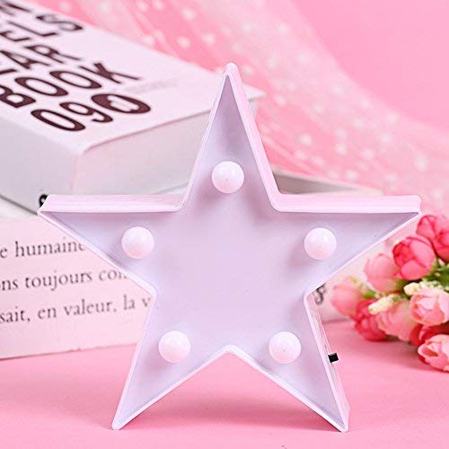 QiaoFei LED Plastic Star Night Light,Nursery Light Wall Decor for Christmas,Birthday Party,Kids Room, Baby Room Table Lamp(White)