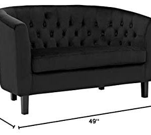 Modway Prospect Velvet Upholstered Contemporary Modern Loveseat In Black