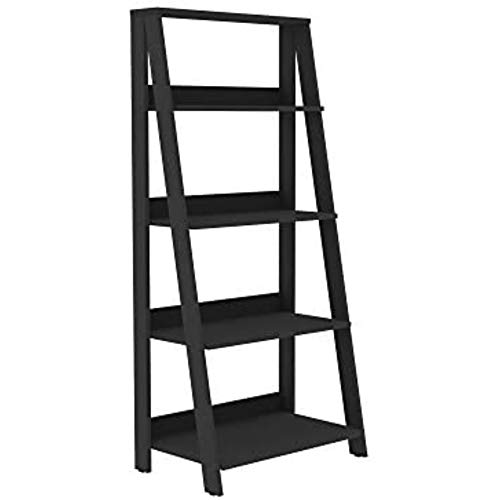 Walker Edison Sophia Modern 4 Shelf Ladder Bookcase , 55 Inch, Black