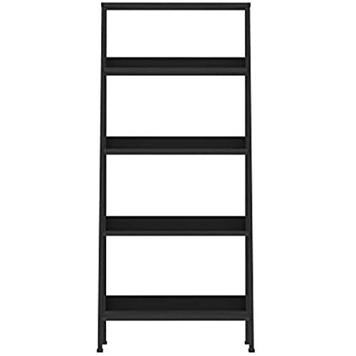 Walker Edison Sophia Modern 4 Shelf Ladder Bookcase , 55 Inch, Black