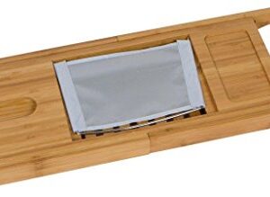 Trademark Innovations Adjustable Bamboo Tub Organizer Tray Bath Caddy, 28", Tan