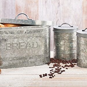 Amici Home Rustic Kitchen Coffee Metal Canister | Galvanized Metal Storage Container with Handle | 76 Ounce Capacity | Coffee Canister with Lid for Kitchen Countertop