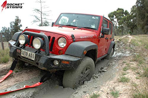 Rocket Straps Tow Strap - Premium Heavy Duty 3" x 30' Recovery Tow Strap | 30,000 LBS Capacity Recovery Strap | Vehicle Tow Straps with Protected Loop Ends | Emergency Off Road Towing Rope