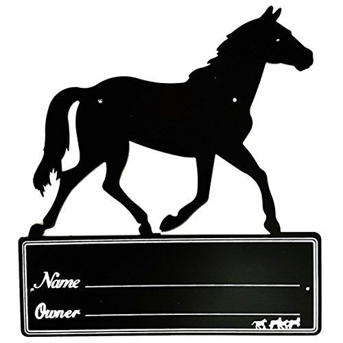 Hill Leather Company Black Heavy Duty Steel Large Horse Stall Stable Name Plate