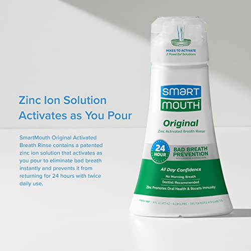 SmartMouth Original Activated Mouthwash & Premium Zinc Ion Toothpaste, Lasts 24 Hours, Mint