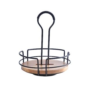 Gourmet Basics by Mikasa Hanover Rotating Condiment Caddy with Acacia Wood Insert, Antique Black