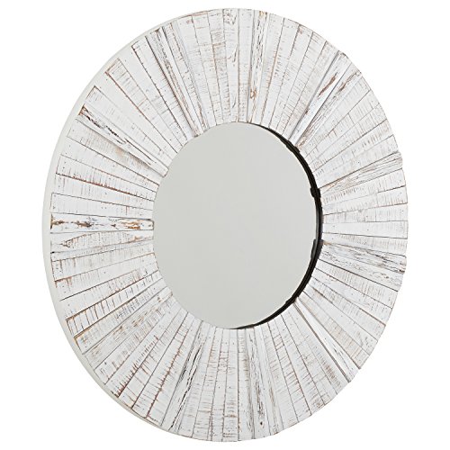 Amazon Brand – Stone & Beam Driftwood Mirror, 36" H, Distressed White