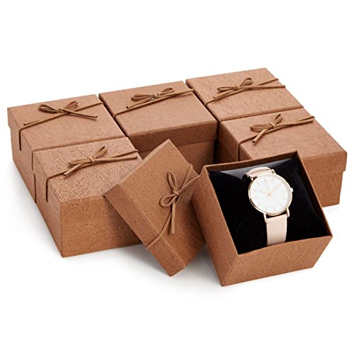 6 Pack Small Gift Boxes with Lids and Velvet Pillow for Jewelry, Presents, Bracelets, Necklaces (3.7 x 3.6 x 2.3 In)