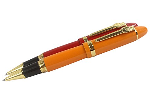 Sipliv 2PCS Jinhao Big Heavy 159 Rollerball Pen, Gold Trim, Red & Orange