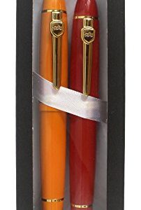 Sipliv 2PCS Jinhao Big Heavy 159 Rollerball Pen, Gold Trim, Red & Orange