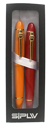 Sipliv 2PCS Jinhao Big Heavy 159 Rollerball Pen, Gold Trim, Red & Orange