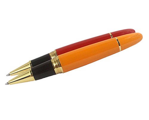 Sipliv 2PCS Jinhao Big Heavy 159 Rollerball Pen, Gold Trim, Red & Orange