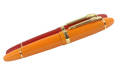 Sipliv 2PCS Jinhao Big Heavy 159 Rollerball Pen, Gold Trim, Red & Orange