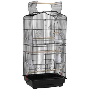 yaheetech open play top medium size quaker parrot bird cage cockatiel indian ring neck sun parakeet green cheek conures lovebirds budgies canary finch parrotlet portable bird cage，black