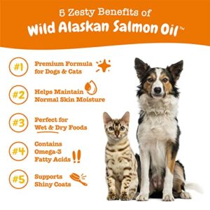 Pure Wild Alaskan Salmon Oil for Dogs & Cats - Supports Joint Function, Immune & Heart Health - Omega 3 Liquid Food Supplement for Pets - All Natural EPA + DHA Fatty Acids for Skin & Coat - 8 FL OZ