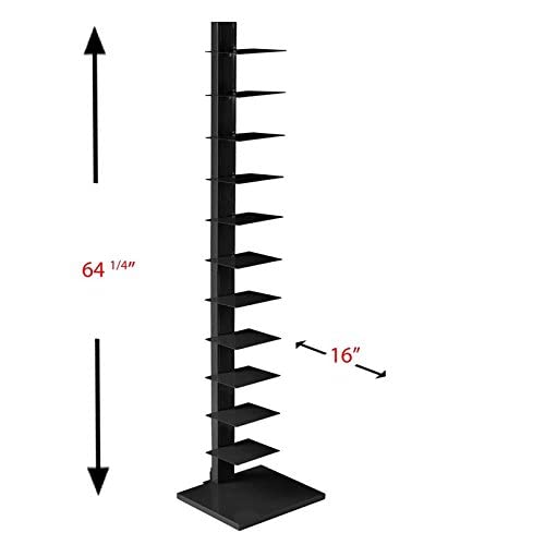 SEI Furniture 12 shelf Metal Spine Book Tower, Black