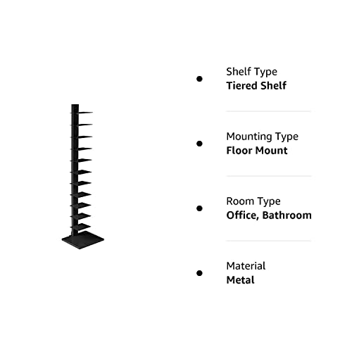 SEI Furniture 12 shelf Metal Spine Book Tower, Black