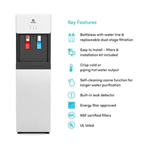 Avalon A7BOTTLELESS Self Cleaning Touchless Bottleless Cooler Dispenser-Hot & Cold Water Child Safety Lock, UL/Energy Star, White