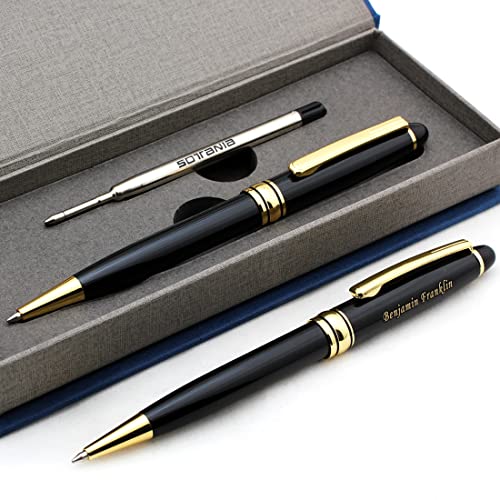 Free Engraving - Personalized Roller Ballpen, Ballpoint pen, Ball pen, Refillable Pens, Retractable Medium Refill Pen Black Ink, Custom Gifts for Men, Women, Classy Gift Box, Free Customization