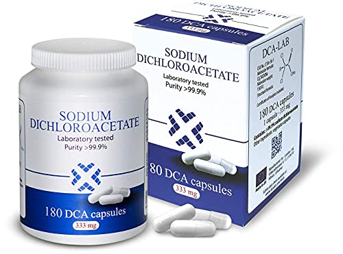 DCA - Sodium Dichloroacetate 333mg - Purity >99.9%, Made in Europe, by DCA-LAB, Certificate of Analysis Included, Tested in a Certified Laboratory, 180 Capsules