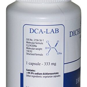 DCA - Sodium Dichloroacetate 333mg - Purity >99.9%, Made in Europe, by DCA-LAB, Certificate of Analysis Included, Tested in a Certified Laboratory, 180 Capsules