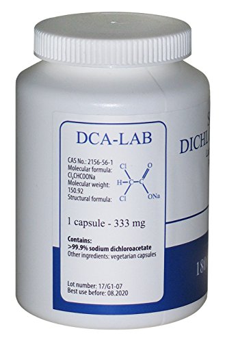 DCA - Sodium Dichloroacetate 333mg - Purity >99.9%, Made in Europe, by DCA-LAB, Certificate of Analysis Included, Tested in a Certified Laboratory, 180 Capsules