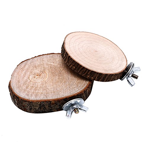 Itemap Pet Parrot Bird Round Wooden Coin Platform Chew Toy for Birdcage Accessories