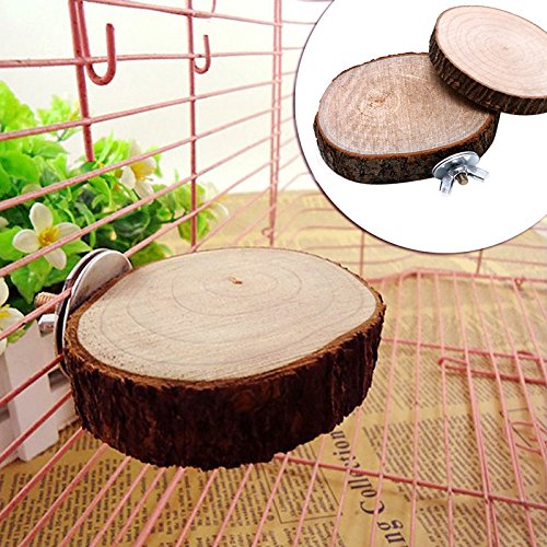 Itemap Pet Parrot Bird Round Wooden Coin Platform Chew Toy for Birdcage Accessories