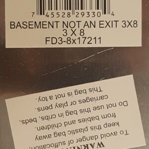 "Basement NOT an EXIT" Sign (Aluminium !!! Size 3 x 8)