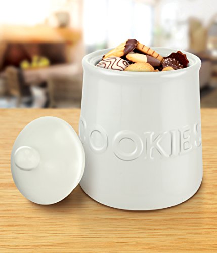 Kovot Ceramic Classic Cookie Jar And Air-Sealed Lid | Measures: 6 1/4" L x 6 1/4" W x 8 1/2" H