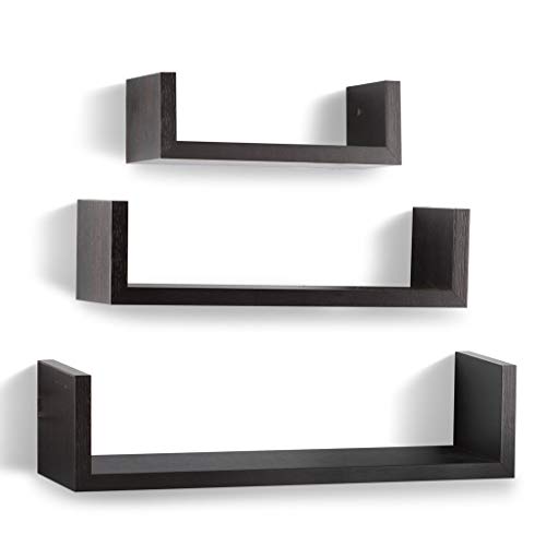 Sagler Floating Shelves Set of 3 Wall Shelves - Espresso Finish Wooden Shelves