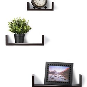 Sagler Floating Shelves Set of 3 Wall Shelves - Espresso Finish Wooden Shelves