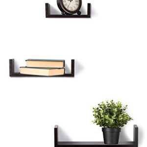 Sagler Floating Shelves Set of 3 Wall Shelves - Espresso Finish Wooden Shelves