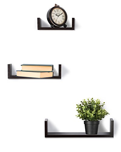 Sagler Floating Shelves Set of 3 Wall Shelves - Espresso Finish Wooden Shelves