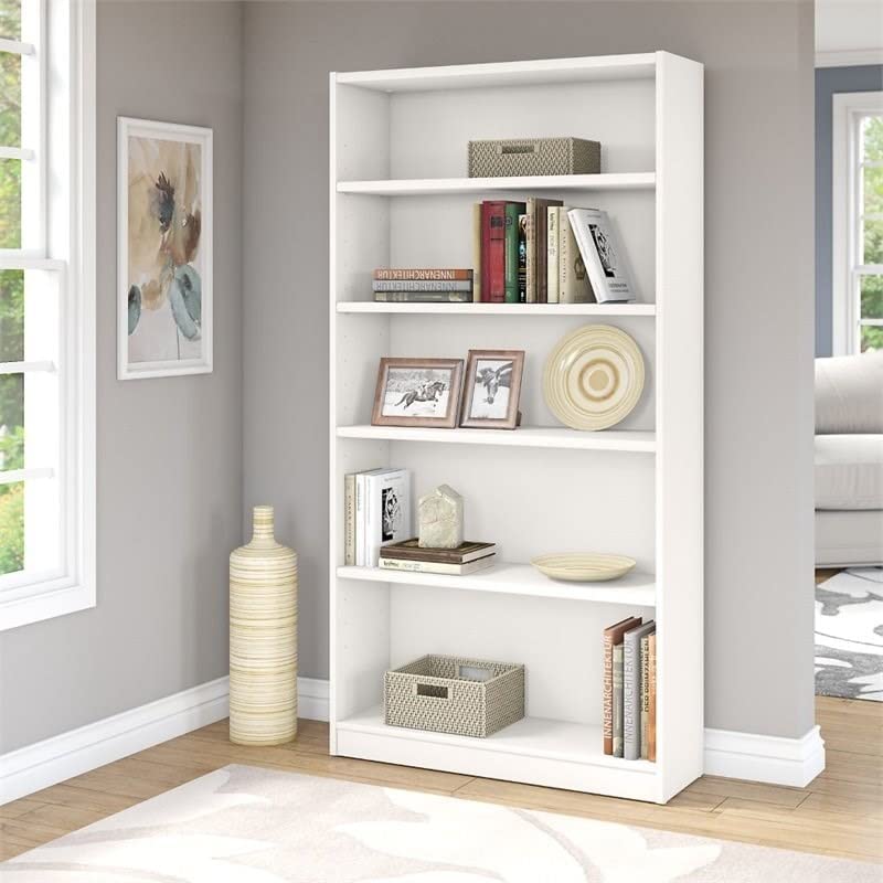 Bush Furniture Universal 5 Shelf Bookcase in Pure White (WL12417-03)