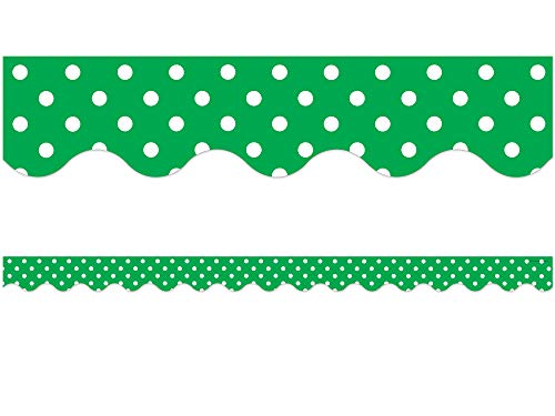 Teacher Created Resources Green Polka Dots Scalloped Border Trim - 5498