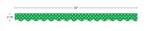 Teacher Created Resources Green Polka Dots Scalloped Border Trim - 5498