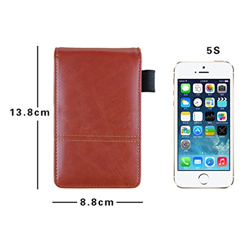 Small Pocket PU Leather Business Notebook Lined Memo Pad Holder Jotter Book Steno Notepad 3.5-Inch X 5.5-Inch Note Pad, Refillable, 8 Digital Calculator, Pen Holder Loop, Metal Ball Point Pen