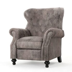 christopher knight home waldo tufted wingback recliner chair(warm stone).