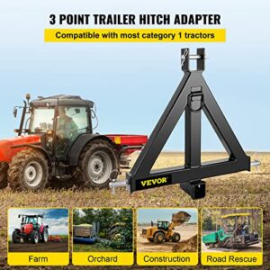 Mophorn 3 Point Trailer Hitch Heavy Duty 2In Receiver Hitch Category 1 33In Hitch Attachments Tow Hitch Drawbar Adapter Black (Heavy Duty Trailer Hitch)