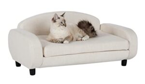 paws & purrs modern pet sofa 31.5" wide low back lounging bed with removable mattress cover in espresso/oatmeal